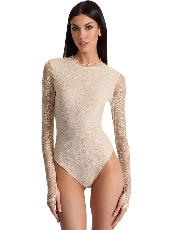Alice + Olivia Taeyn Lace Bodysuit - Neutral