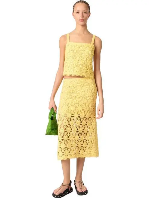 Maje Crochet Maxi Skirt - Yellow