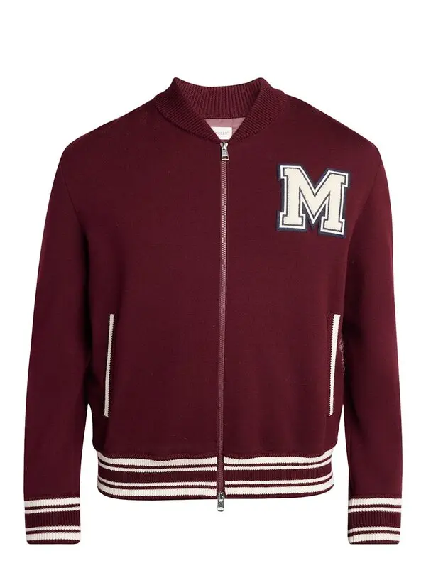 Moncler Varsity Wool And Padded Nylon Blouson - Dark Red