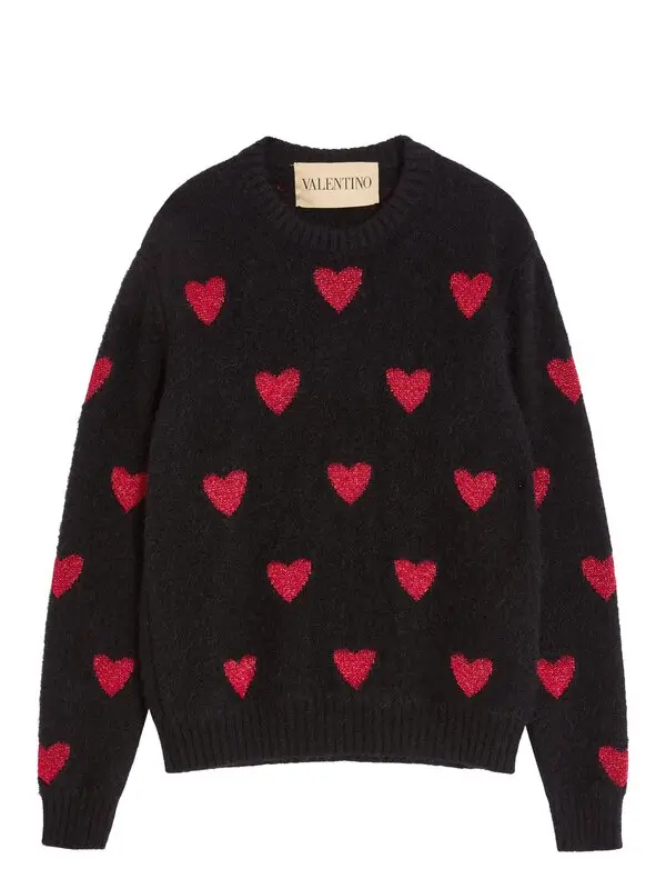 Valentino Garavani Jacquard Heart Sweater - Black