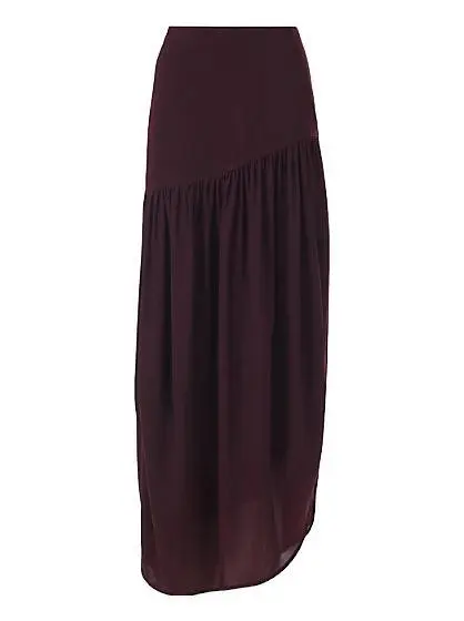 LEEM Gathered-pleat Asymmetric-hem Woven Midi Skirt - Purple