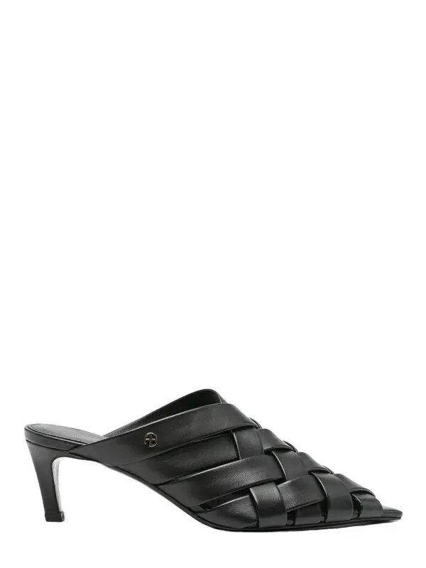 ANINE BING 55mm Eve Woven Leather Mules - Black