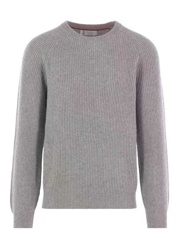 Brunello Cucinelli Ribbed Crew-neck Sweater - Grey