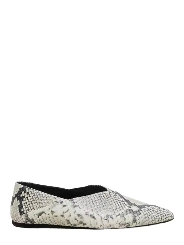 Closed Snake-print Ballet Flats - White