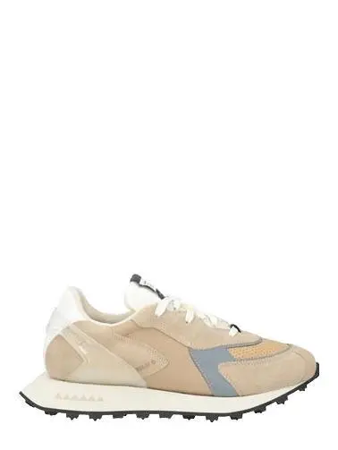 RUN OF Sand Leather And Textile Sneakers - Beige