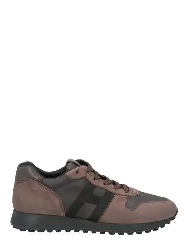 Hogan H86run Leather And Textile Sneakers - Brown