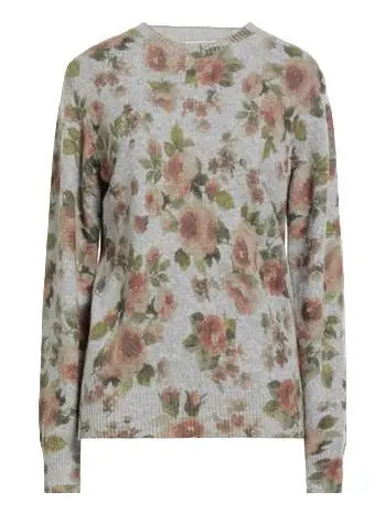 Blumarine Floral-print Crewneck Sweater - Grey