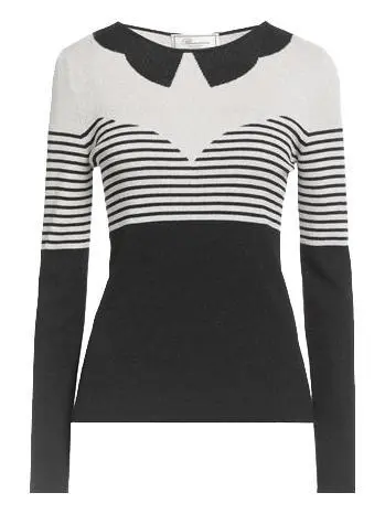Blumarine Striped Metallic Knit Sweater - Black