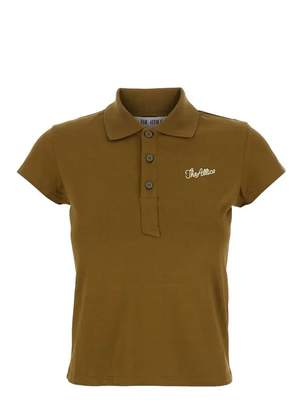 Attico Polo Shirt With Logo Embroidery - Green
