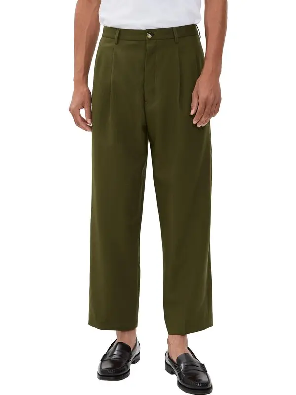 Marni Tropical Wool Cropped Trousers - Deep Sage