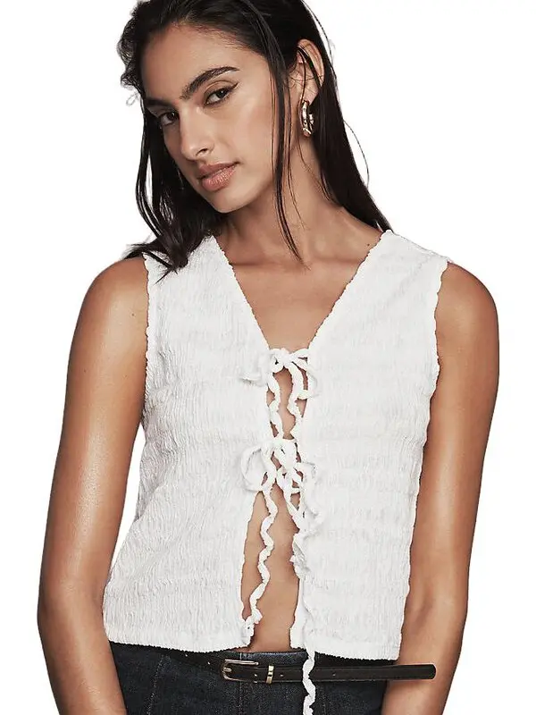 Anthropologie Front-tie Tank Top - Bright White
