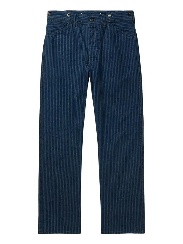 Ralph Lauren Eastman Straight-leg Striped Cotton Trousers - Blue