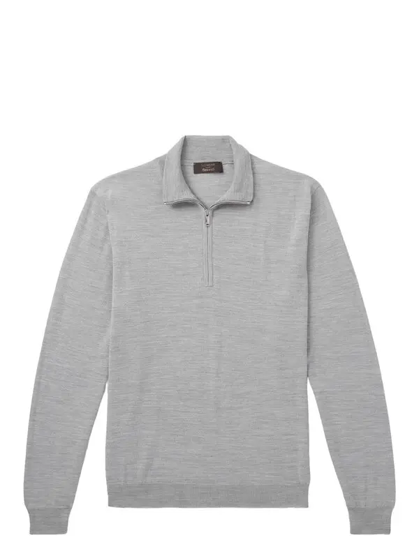 Incotex Slim-fit Flexwool Half-zip Sweater - Gray