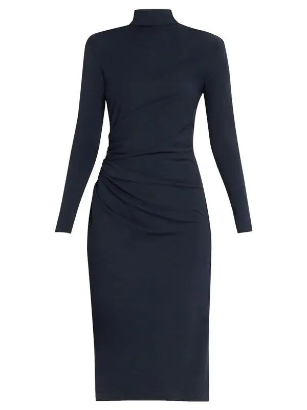 Brunello Cucinelli Wool Jersey Midi Dress - C7186 Navy