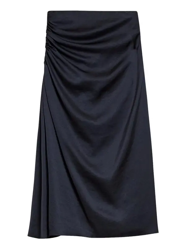 Theory Satin Midi Skirt With Ruching - Nctrn Way