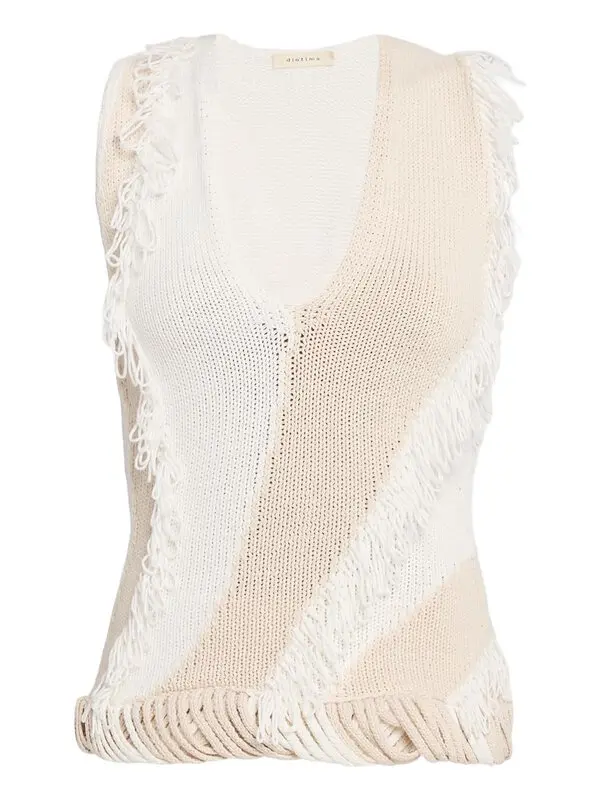 DIOTIMA Roaring Fringed Knit Top - Beige-white