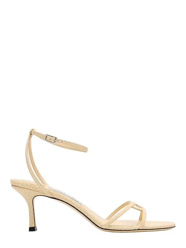 JIMMY CHOO Printed Elaphe Leo Ankle-strap Sandals - Buttermilk