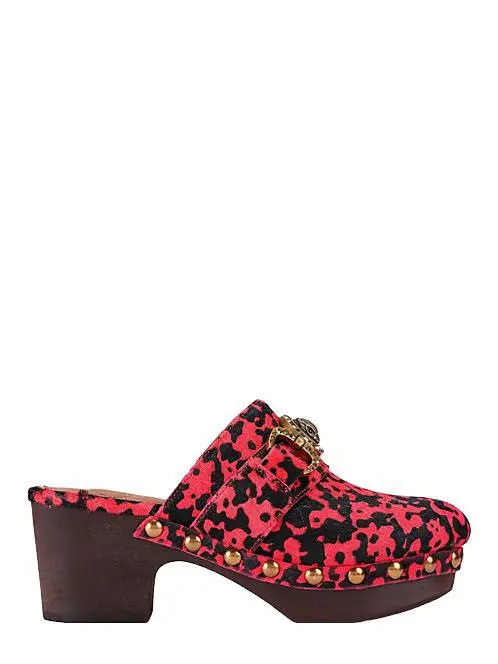 Kurt Geiger Mansion Heeled Leather Clogs - Red Comb