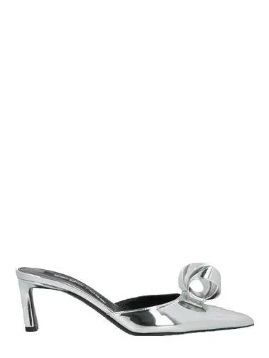SERGIO ROSSI Leather Mules - Silver