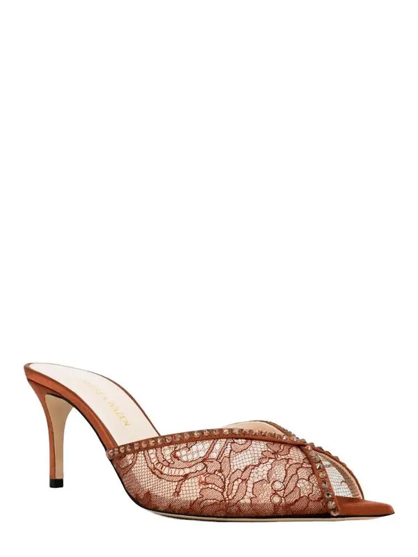 ANDREA WAZEN Katy Lace Mules - Brown