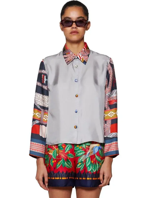 LILY EVE Silk Shirt And Shorts Set - Multi
