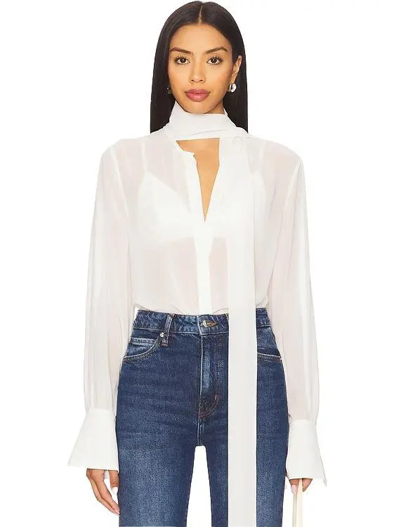 LOVERS AND FRIENDS Michelle Sheer Button-up Top - White