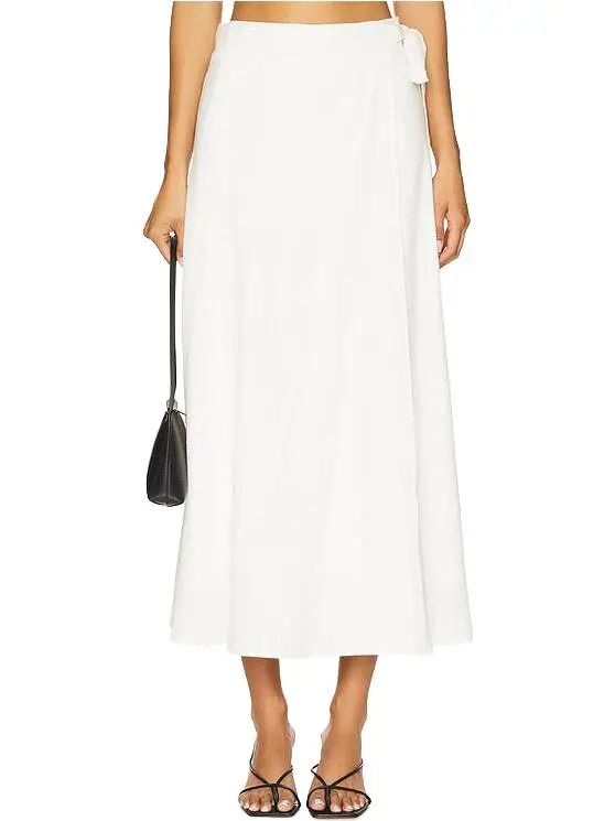 BOBI Linen Blend Wrap Skirt - Soft White