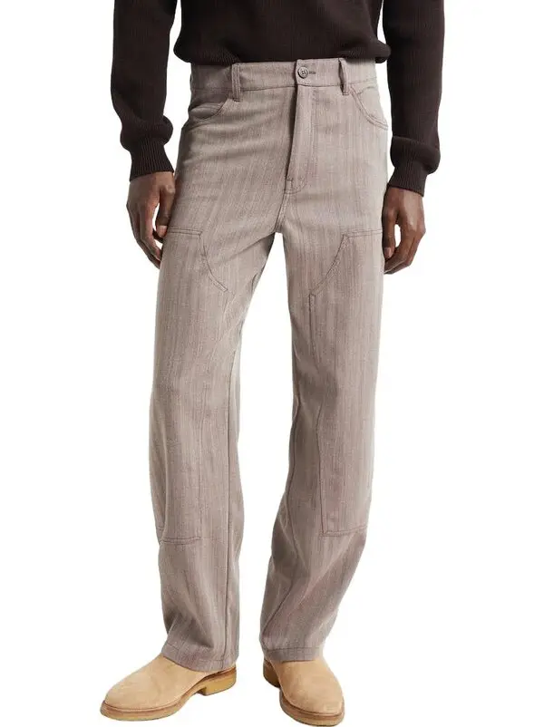 Golden Goose Journey Virgin Wool-blend Herringbone Painter Pants - Maroon