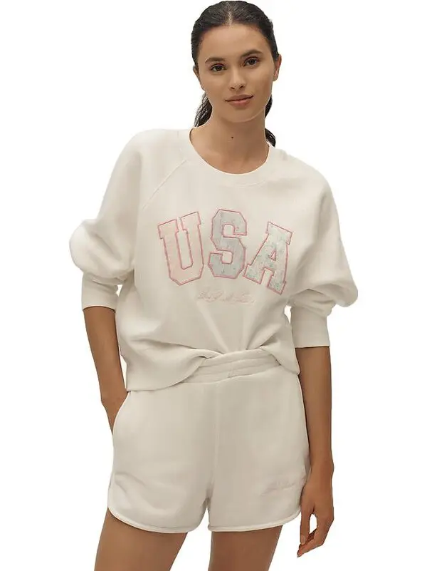 LoveShackFancy Stella Pullover Sweatshirt - White