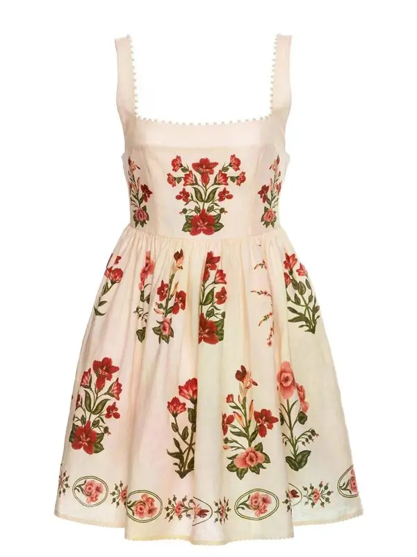 Agua Bendita Floral-print Mini Dress - White