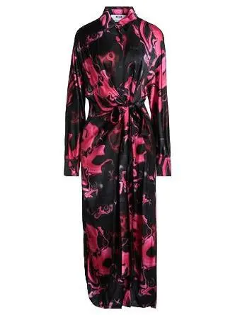 MSGM Floral-print Midi Shirt Dress - Black