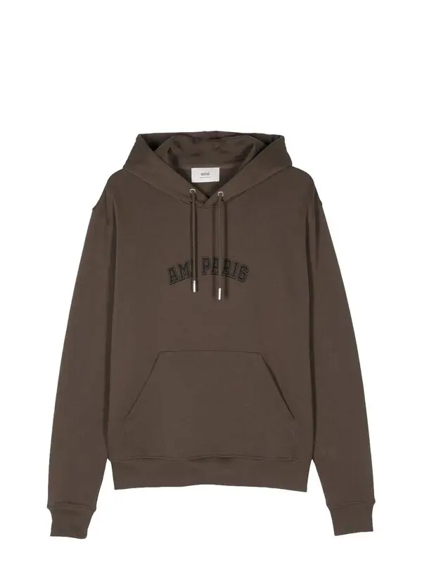 Ami Logo Print Hoodie - Brown