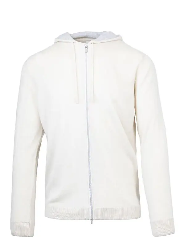 Eleventy Cashmere Zip-up Sweater - Sand And Lt. Gray