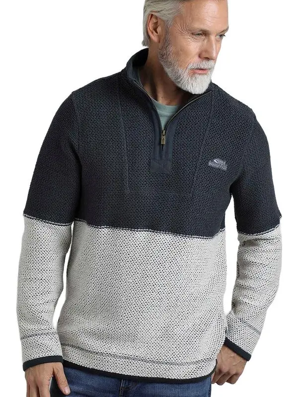 WEIRD FISH Kielder 1/4 Zip Special Edition Macaroni - Dark Navy