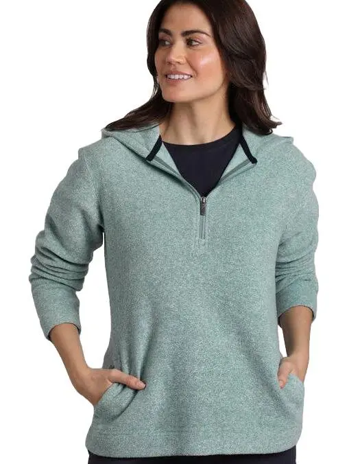 WEIRD FISH Alisa 1/4 Zip Fleece Hoodie - Mineral Blue