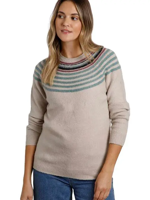 WEIRD FISH Sinatra Patterned Knit Sweater - Ecru