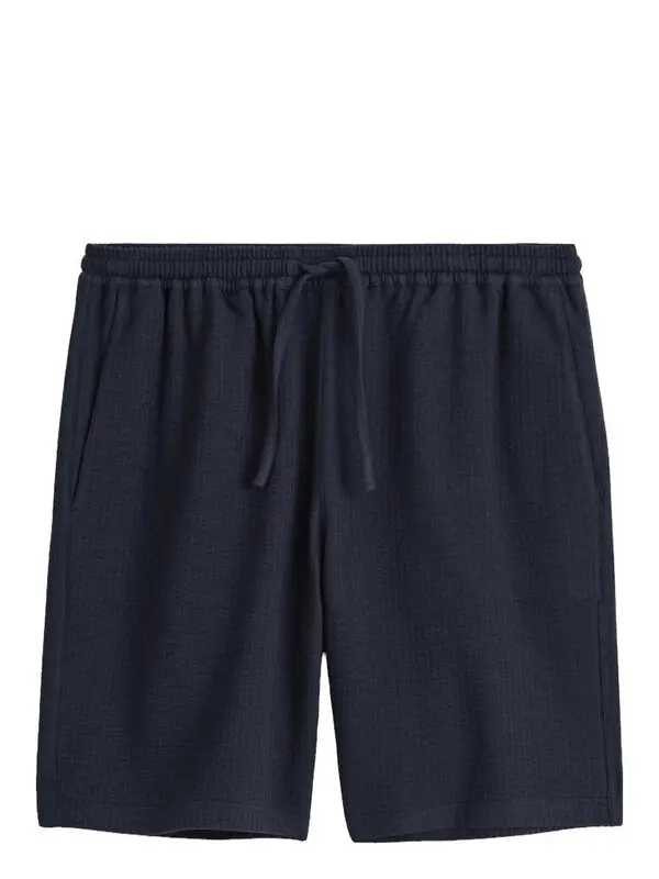 Cos Seersucker Drawstring Shorts - Navy