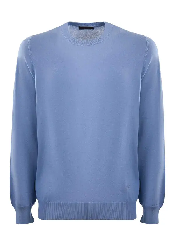 FAY Cotton Yarn Sweater - Azzurro Polvere