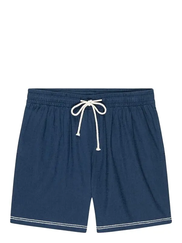 Rails Embroidered-trim Pull-on Shorts - Navy White Palm