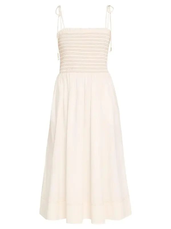 Veronica Beard Kaela Smocked A-line Midi Dress - Dove