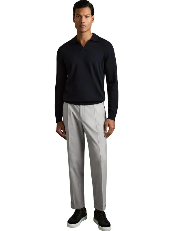 REISS Relaxed Drawstring Trousers With Turn-ups - Grey