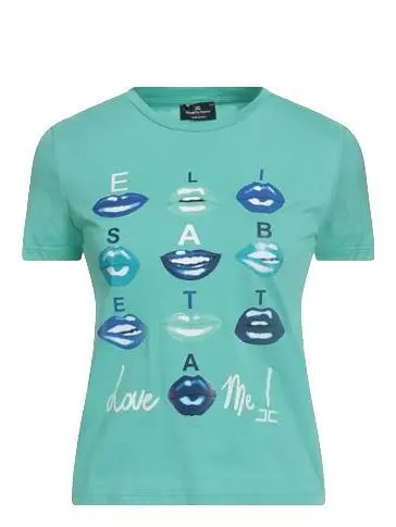 Elisabetta Franchi Cotton Jersey T-shirt With Logo - Blue