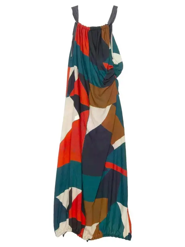 MULLER OF YOSHIOKUBO Geometric-print Midi Dress - Blue