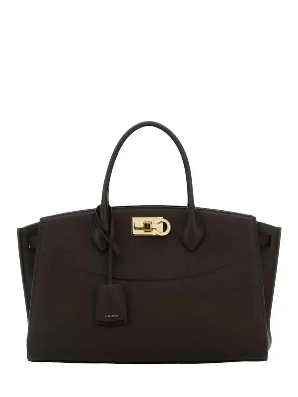FERRAGAMO Studio Leather Tote - 005 - Testa Di Moro