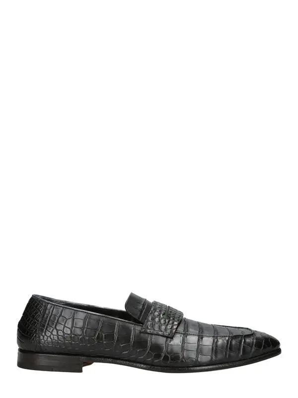 Zegna Crocodile Leather Asola Loafers - Black