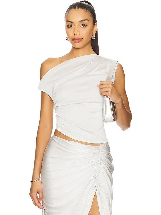 LAMARQUE Evonne Metallic Top - Silver Shimmer