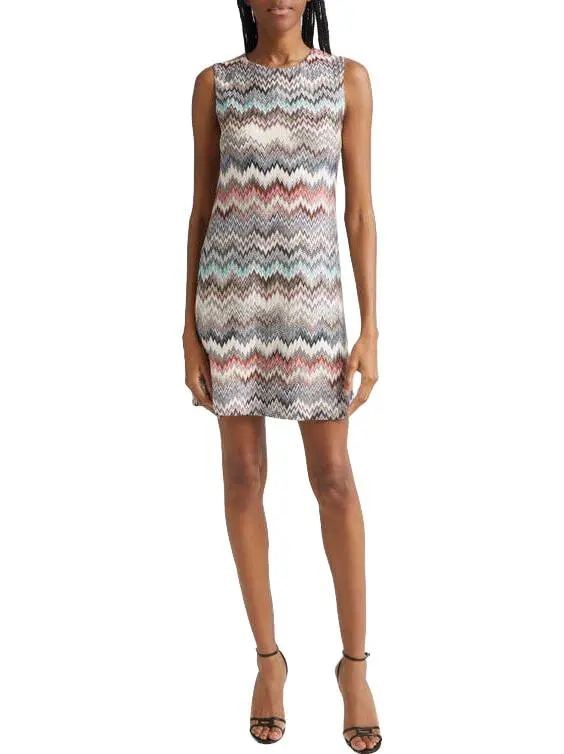 Missoni Zigzag Stripe Sleeveless Knit Minidress - Multi Wht Blue Brown
