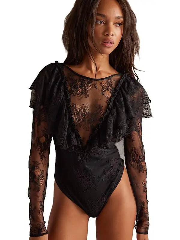 Free People Intimately Sunday Candy Bodysuit - Black