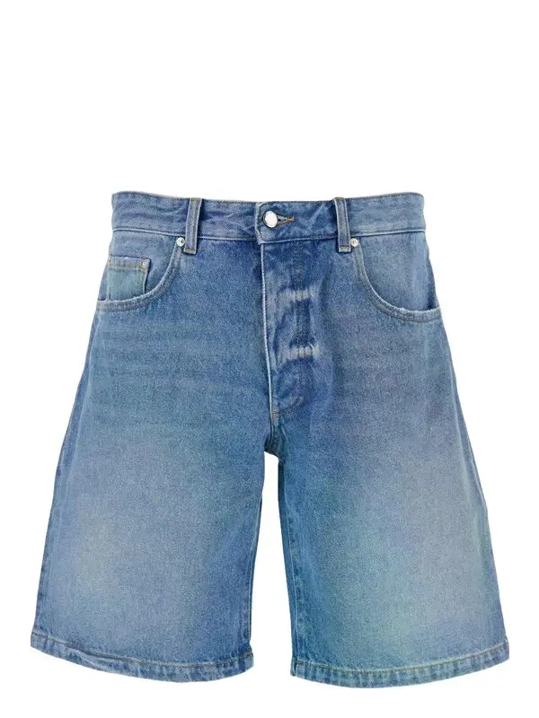ICON DENIM Logo-patch Denim Shorts - Blue