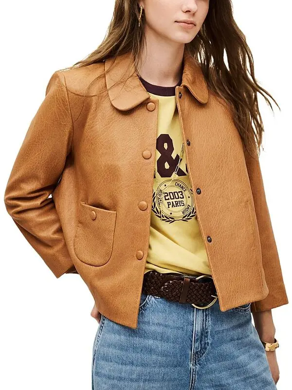 Ba&sh Bilos Leather Jacket - Caramel